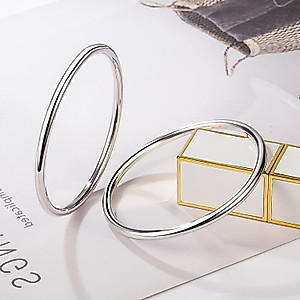 H&Beautimer Solid 925 Sterling Silver Italian Handmade Minimalist 4MM Bracelet for Women's Charm Jewelry 60-65MM Bangle 1/2/3 Set Birthday Gift (2set, 68MM)