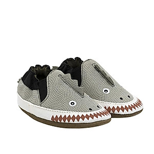 Robeez Dino Dan Flat (Infant), Pale Grey, 6-12 Months M US Infant