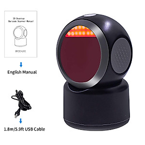 2D Desktop Barcode Scanner.Omnidirectional Hands-Free Barcode Reader. with Automatic Sensing Scanning QR Screen Scanning Platform Scanner for Warehouse, Supermarket, Retail Store, Bookstore Pos System