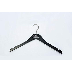 NAHANCO MRSMRS20217 Same Sex, Gay Pride Hanger Set, Black Wood Hangers with Silver Imprint (Mrs. and Mrs.), 17” (2-Piece Set), Black w/Silver Imprint