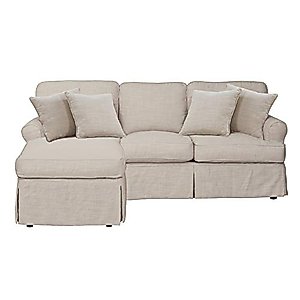 Sunset Trading Horizon Slipcover and Sleeper Sofa, 36” H x 65” D x 85” W, Linen