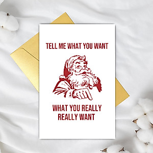Supoeguk Funny Christmas Card for Men Women, Happy Holiday Card for Friends Family, Cool Santa Card for Him Her, Tell Me What You Really Want