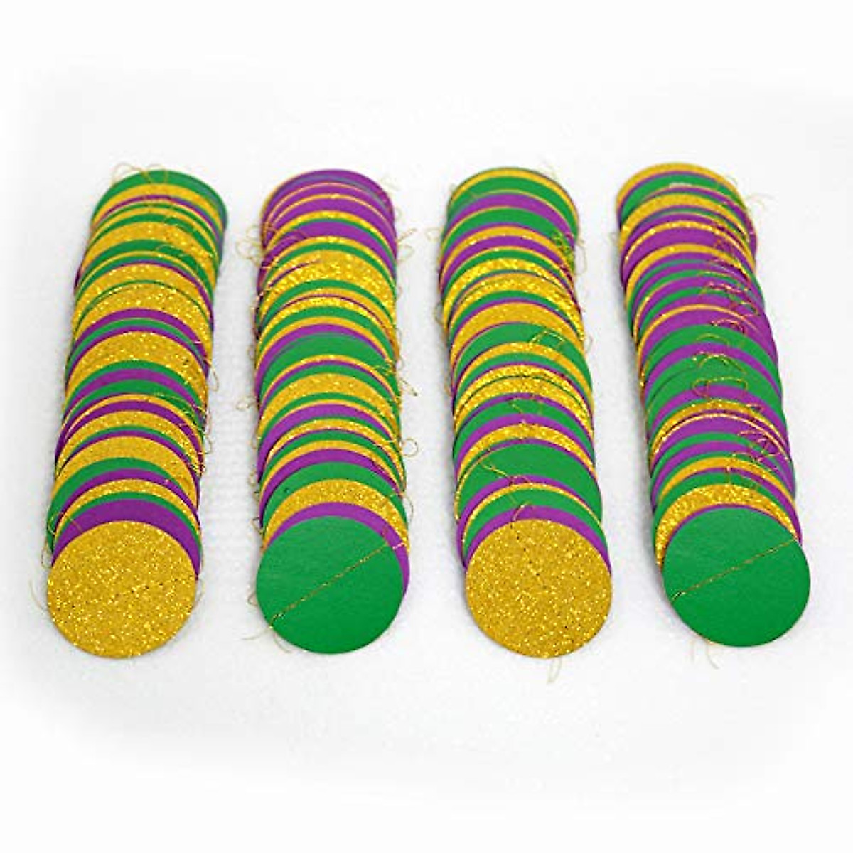 Gold Purple Green Circle Dots Garland Kit Mardi Gras Decoration Paper Bead Polk Dot Streamers Fat Tuesday/Shrove Tuesday Hanging Bunting Banner Backdrop Party Supplies Baby Shower/Wedding/Birthday