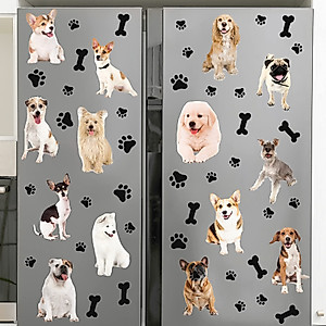 Pajean 83 Pieces Dogs Bones and Paws Wall Decals Realistic Pet Stickers Cute Dog Bone Paw Print Puppy Vinyl Decor Sticker for Kids Boy Girl Baby Teen Bedroom Home DIY