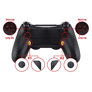 eXtremeRate Textured Black Dawn 2.0 FlashShot Trigger Stop Remap Kit for PS4 CUH-ZCT2 Controller, Upgrade Board & Redesigned Back Shell & Back Buttons & Trigger Lock for ps4 Controller JDM 040/050/055