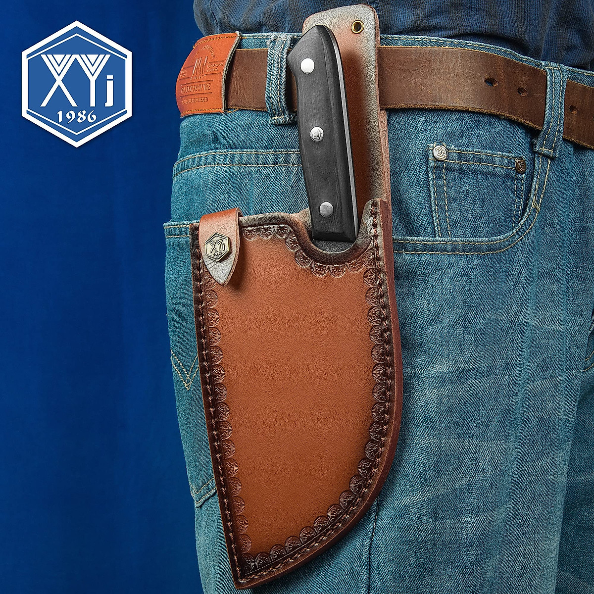 XYJ Full Tang Forged Serbian Chef Knife Camping Boning Knives High Carbon Steel Butcher Cooking Knife With Leather Knives Sleeves