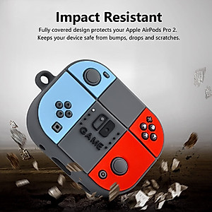 QINGQING Airpods Pro 2nd/1st Generation Case 2022 Switch Case for Apple Airpods Pro 2 Case Cover Men Kids Teens Boys Wireless Charging Case with Keychain Accessories