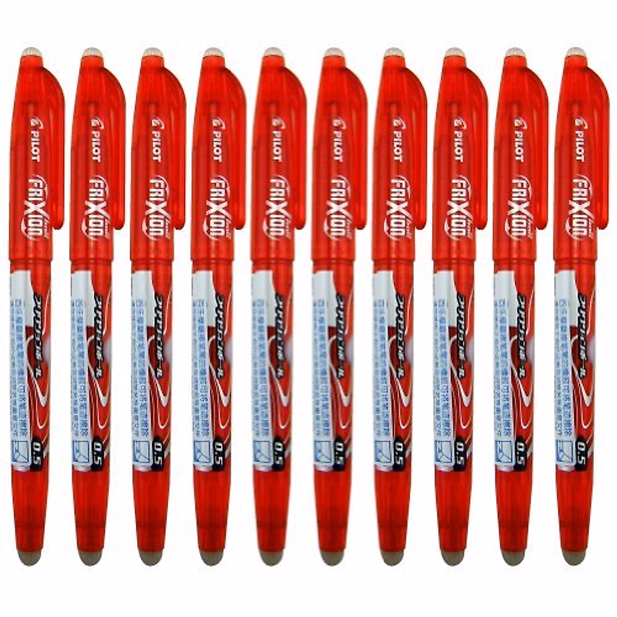 Pilot Frixion Erasable Gel Pen 0.5mm, Extra Fine Red, 10pcs Box