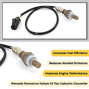 Oxygen Sensor with Socket O2 Sensor Upstream Downstream 2PCS Fit for F150 F250 F350 E150 E250 E350 Ranger Expedition Explorer Escape Tribute Lincoln Mercury Nissan Replace# 15717, 15716, 15664