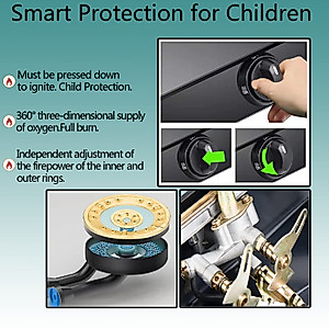 Horynar Single Burner Propane Stove with Propane Adapter Hose 13000 BTU Smart Switch Protection for Children. Portable, Unique Body Integrated Design