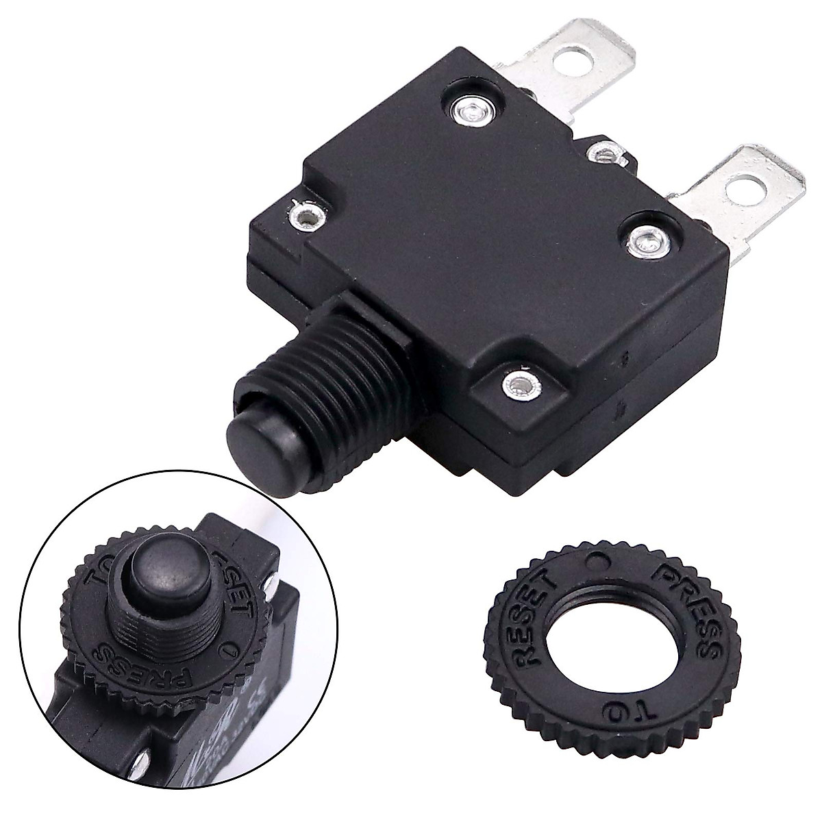 RKURCK 125/250V AC 32V DC Push Button Circuit Breaker 4 Amps, Thermal Overload Protector Switch, Manual Reset Thermal Circuit Breaker 4A