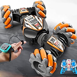 Xakava Gesture Sensing RC Stunt Car with Light & Music + Tail Spray - RC Car Toys for 6-12 yr Boys Girls, Drift Hand Controlled Remote Control Twist Cars Offroad 360° Rotation for Birthday Gifts