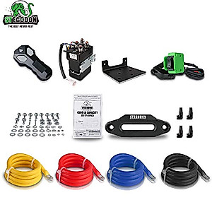 STEGODON 4500 lb. Electric Winch,ATV/UTV Winch with Synthetic Rope,12V Electric Boat Trailer Winch Kit with Wireless Remotes and Mounting Bracket