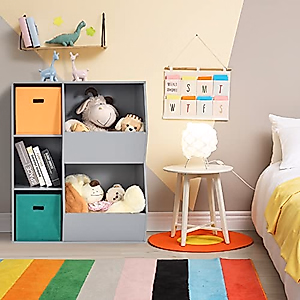 GLOBALWAY 5 Cubbies Kids Toy Storage Organizer Bookcases, Cabinets & Shelves, Grey