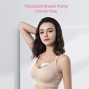 2Pcs Hands-Free Breast Pumps Wearable Electric Breastpump Portable Comfort Breastfeeding Pump 3 Modes 9 Suction Levels Rechargeable Wireless Milk Collector (24mm Nipple Diameter)