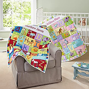 Let's Make Memories Personalized Baby Textured Alphabet Quilt - Pastel Color Design - New Baby
