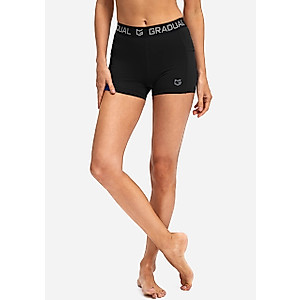 G Gradual Women's Spandex Compression Volleyball Shorts 3" /7" Workout Pro Shorts for Women (Black/Navy/Charcoal Pockets, Medium)