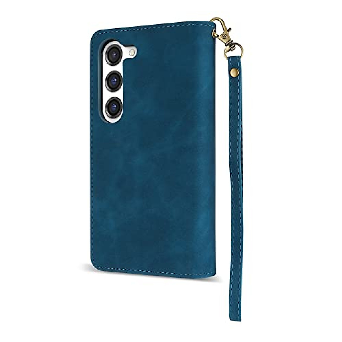 ZZXX Samsung Galaxy S23 Wallet Case with RFID Blocking Card Slot PU Leather Zipper Flip Folio with Strap Kickstand Protective Cover for Samsung Galaxy S23 Case Wallet(Blue-6.1 inch)