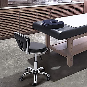 Yaheetech Rolling Swivel Salon Stool Chair Height Adjustable Home Spa Massage Manicure Facial Stool with Backrest and Wheels Black - 2PCS