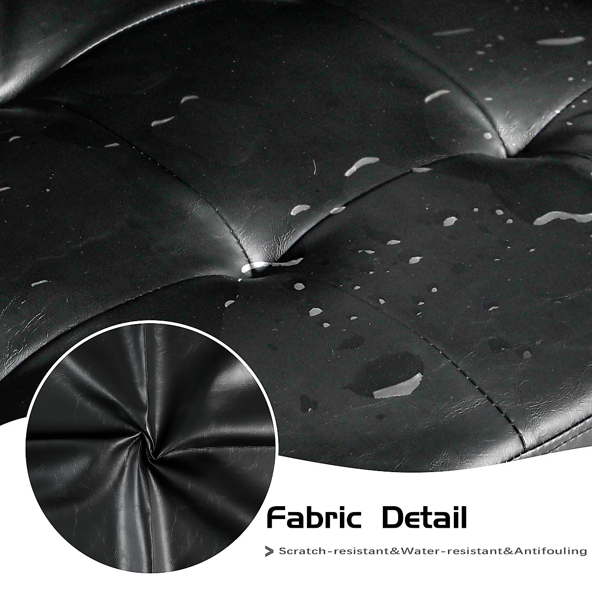 VAMEPOLE Black Leather Sectional Sofa Couch 3 Pieces, Loveseat and Accent Chair Stitching Tufted Cushion Suitable for Small Space, Office, Meeting Room, Living Room Furniture Sets