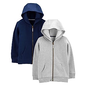 Simple Joys by Carter's Baby Boys' 2-Pack Fleece Full Zip Hoodies, Grey/Navy, 18 Months