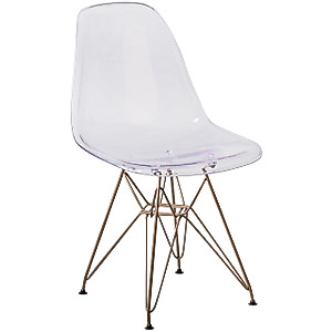 BizChair Ghost Chair with Gold Metal Base