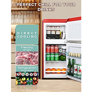 Anypro 3.2 Cu.Ft Compact Refrigerator Mini Fridge with Freezer, 2 Door Retro Small Refrigerator with Freezer, 7 Level Thermostat & Removable Shelves, Mini Fridge for Bedroom Office Apartment Dorm Bar