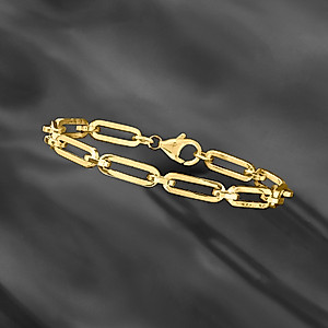 Ross-Simons Italian 14kt Yellow Gold Paper Clip Link Bracelet. 7 inches