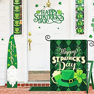 HOMFREEST St Patricks Day Garden Flag 12x18 Inch Vertical Double Sided Green Shamrock Hat Beer Yard Flag Lucky Clover Holiday Decor Outside Lawn Display Decorations Happy St Patrick's Day Outdoor