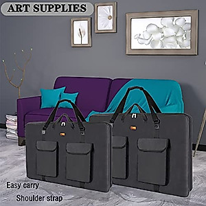 TreochtFUN Art Portfolio 23 X 31, Portfolio Case A2 Heavy duty Portfolio Folder for Artwork With Shoulder Strap, Art Supply Bag For Large Painting Board Supplies .(Black)