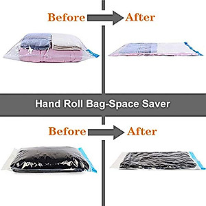 Space Saver Bags for Travel 10 Pack Compression Bags for Travel -Travel Accessories- Vacuum Bags for Travel No Vacuum Pump Needed, Roll-up Vacuum Storage Bags for Travel and Luggage Packing-Organizers