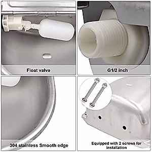 CPROSP Automatic Waterer for Livestock Stainless Steel with Float Valve, Horse Bowl with GHT 3/4‘’, 2 X M10 Screw Set