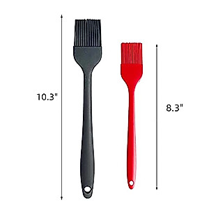 Armrouns Silicone Basting Pastry Brush 2Pcs, Heat Resistant Baking Brush Set, with Steel Core & One-Pieces Design, Ideal for Oil Butter BBQ Grill Baking Kitchen Cooking, BPA Free & Dishwasher Safe