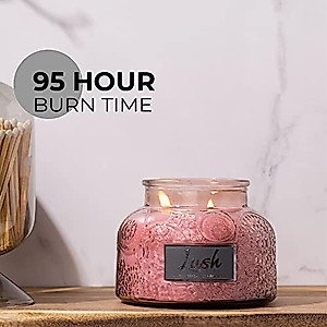 A Cheerful Giver - Amber Bergamot Patchouli - 20oz Large Scented Candle Jar with Lid- Lush - 95 Hours of Burn Time, Gift for Women, Pink