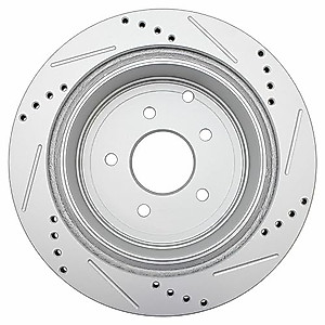 kanbun 2pcs Disc Brake Rotor Set Rear Left Driver and Right Passenger Side Coated Cast Iron Performance Drilled and Slotted 2882970058