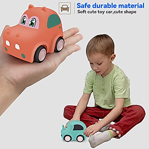 Toy Cars Gifts for 3+ Years Old Boys Girls Toddlers - Soft Car Baby Toys Pull Back Cars Set 4 Pack Birthday Gifts for Infant
