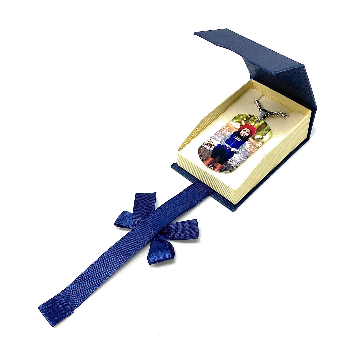 Interway Trading Personalized Custom Photo and Message Necklace Pendant Keychain Military Dog tag