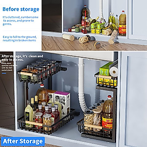 KEKAPE Under Sink Organizer and Storage,Height Adjustable Under Sink Organizer, Single 2 Tier Pull Out Drawer Cabinet Organizer for Kitchen Bathroom Storage