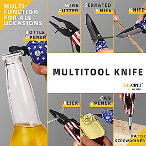 Multitool Pocket Knife American Flag, US Flag Folding Knife, Patriotic Christmas Stocking Stuffers American Gifts for Men Him Dad Husband, Cool Gadgets for Survival Fishing, Camping Accessories
