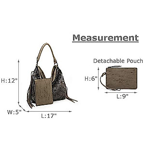 SHOMICO Fur Hobo Bag Fringe Purse for Women Boho shoulder Big (Large Fur Brown)