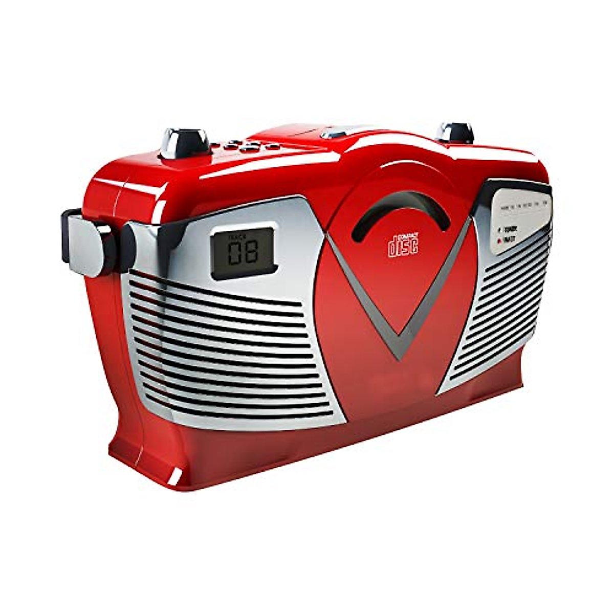 PROSCAN Retro Style Portable CD Boombox with AM/FM Radio- Top Loading CD - Aux-in Jack - AC & Battery Compatible - LCD Display - Carrying Handle