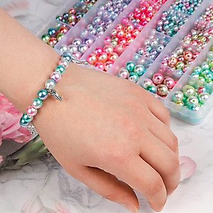 Suhome 1890pcs 6 Colors 4/6/8/10mm Multicolored Round Spacer Beads Faux ABS Pearls Beads Smooth Filler Rainbow Beads for Jewelry Making