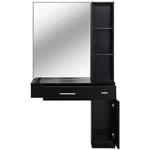 BarberPub Wall Mount Salon Station Hair Styling with Mirror Beauty Salon Spa Equipment Set 3026 (Right Shelf)…