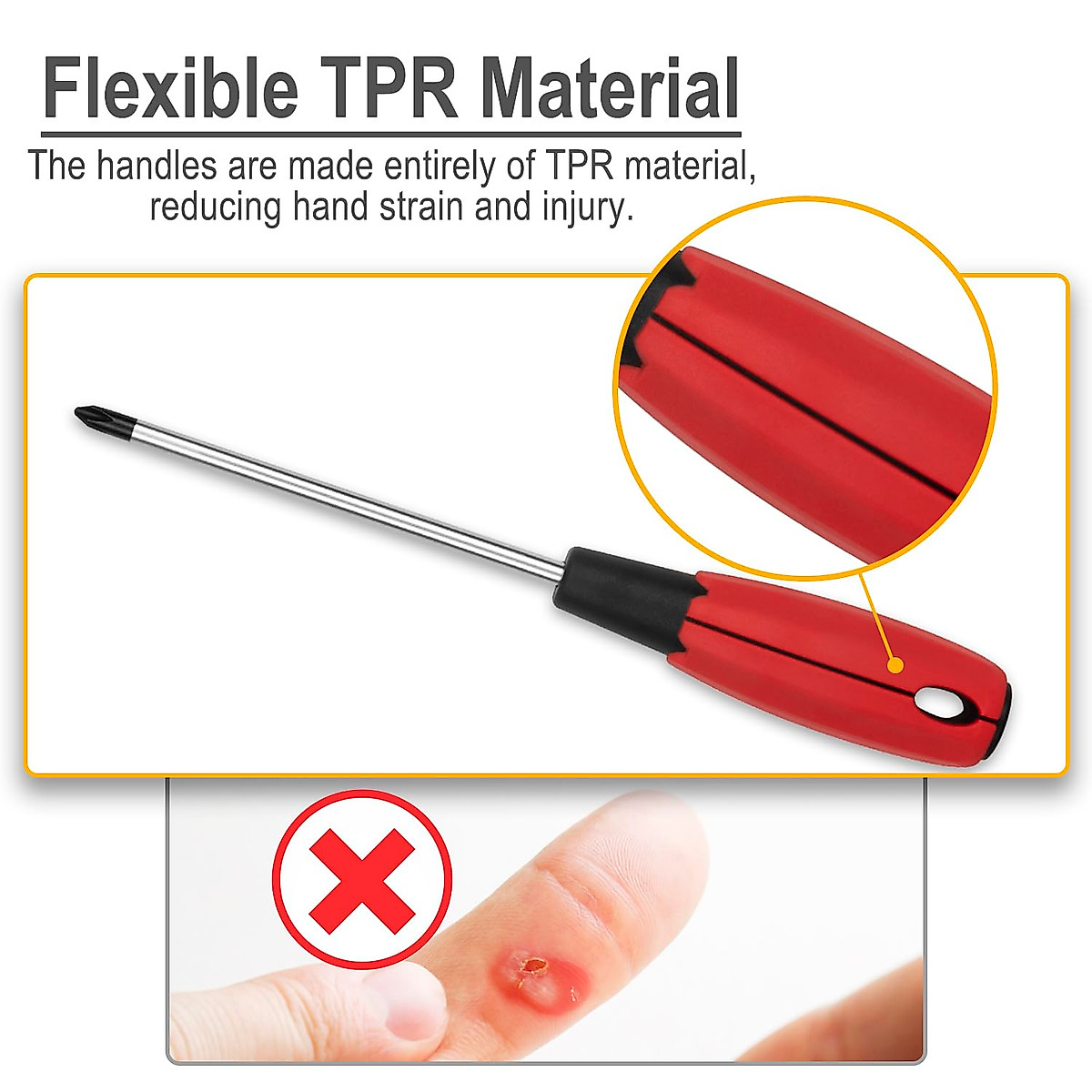 KURUI Magnetic Screwdriver Set, 6-Piece Screw Drivers Tool Set 3 Phillips and 3 Flat Head, Standard Screw Driver and Stubby Screwdriver Have Professional Cushion Grip