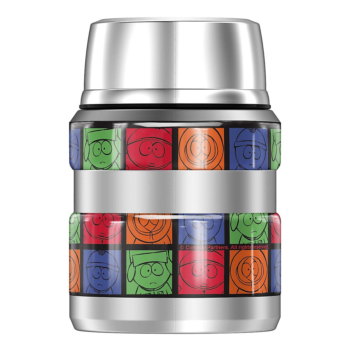 South Park Cartman, Stan, Kyle, Kenny Collage THERMOS STAINLESS KING Stainless Steel Food Jar with Folding Spoon, Vacuum insulated & Double Wall, 16oz