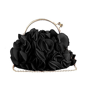 Lanpet Women Floral Clutch Purses Satin Flower Evening Bag Party Prom Handbags