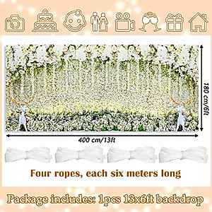 6 x 13ft Flower Wedding Backdrop Large Vinyl Wedding Floral Wall Backdrop Bridal Shower Backdrop Garage Door Banner Photographic Studio Photo Backgrounds for Outdoor Indoor Ceremony Party Decor