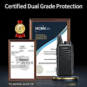 NXGKET Walkie Talkies for Adults Long Range 4 Pack, Rechargeable 2-Way Radio Walkie Talkie with 1500mAh Li-ion Battery Earpiece Charge Cable Belt Clip for Commercial Cruises Hunting Hiking