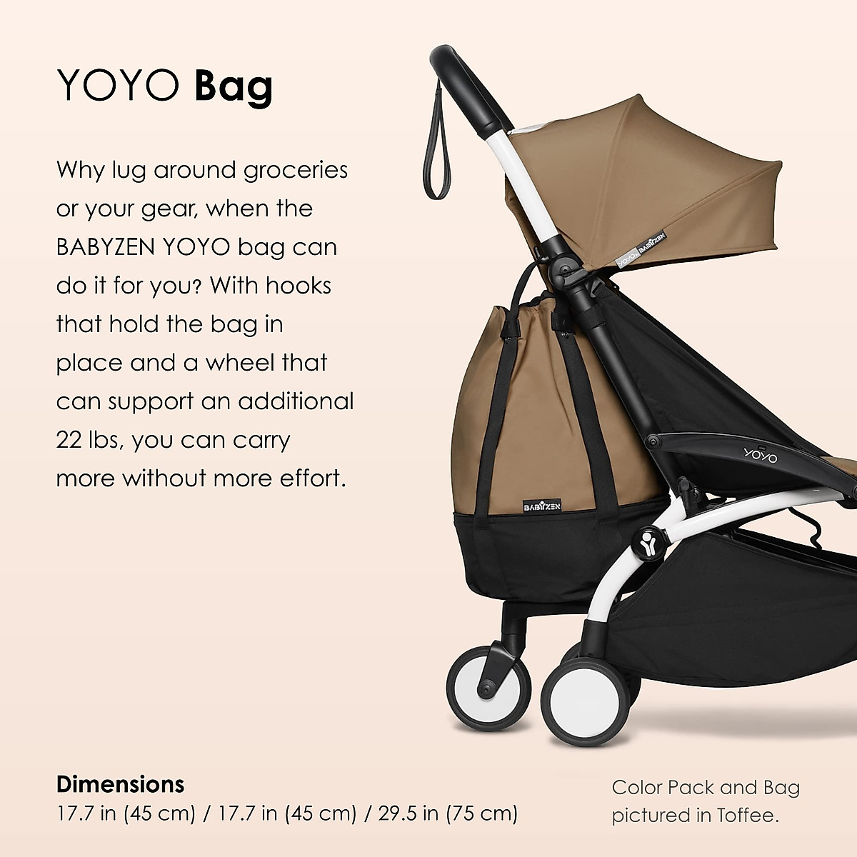 BABYZEN YOYO2 Stroller + YOYO Bag - Includes White Frame, Grey Seat Cushion, Grey Canopy, Grey YOYO Bag, Wheel Base & Hooks - Suitable for Children Up to 48.5 Lbs