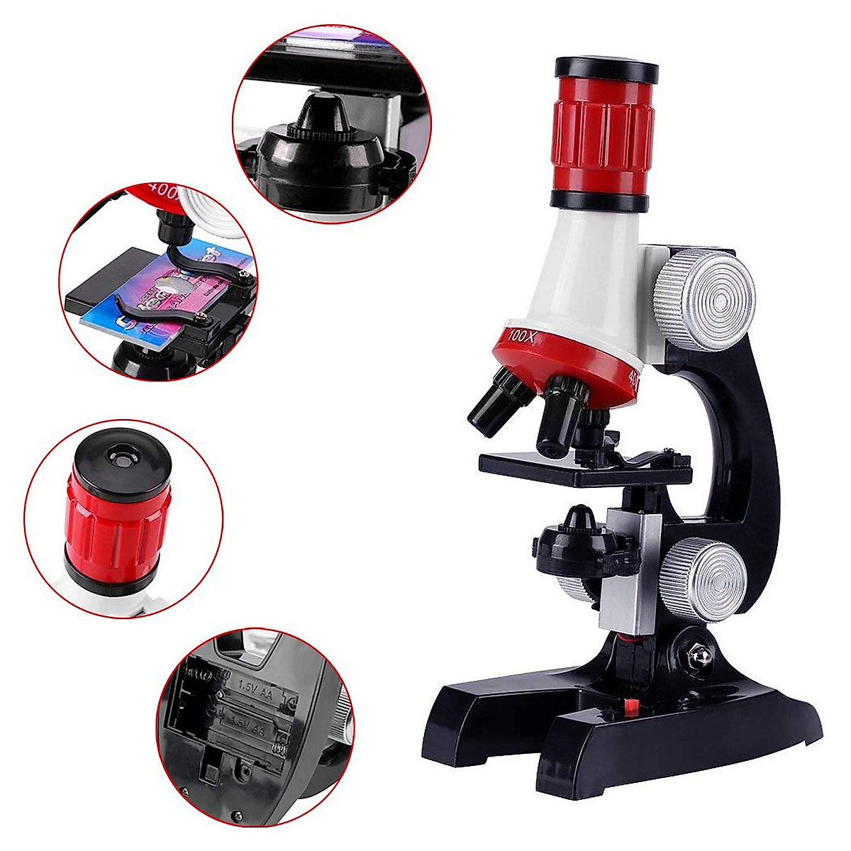 Little World Science Kits for Kids Beginner Microscope Kit with LED 100X 400X and 1200X Magnification Kids Educational Toy Birthday Halloween